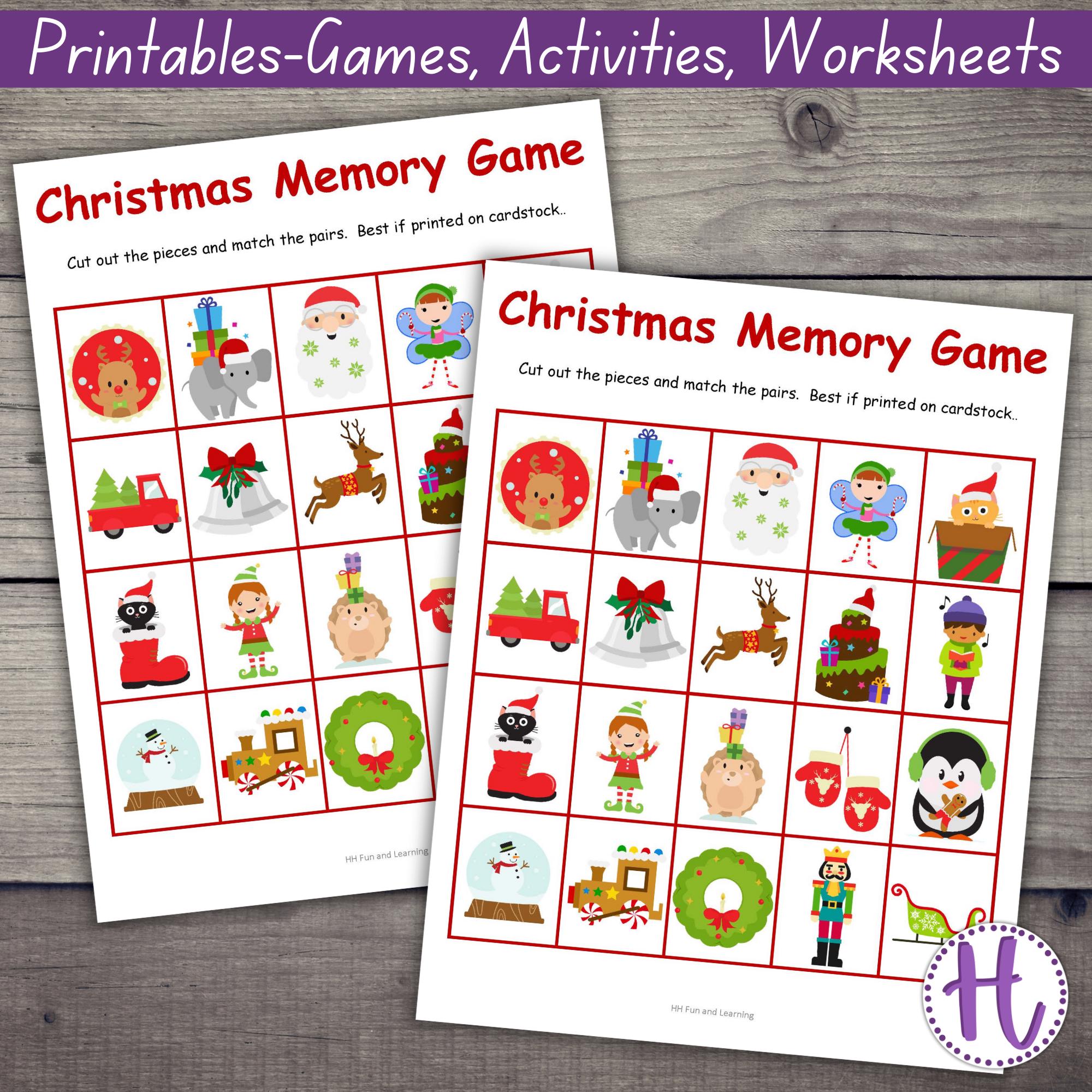 Christmas Memory Game for Kids: Printable Matching Card Game (PDF) - Etsy