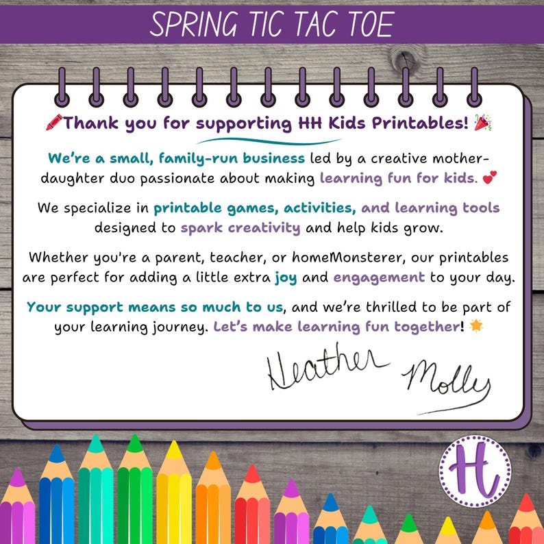 Spring Tic Tac Toe Game: Kids Printable Activity (PDF Download 8.5x11in ...