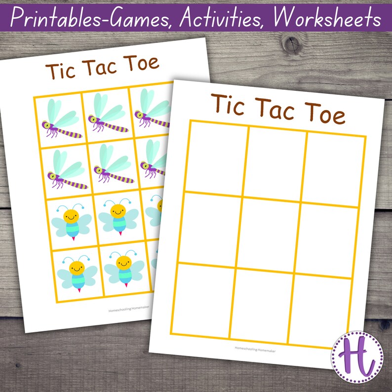 Bug Tic Tac Toe Game for Kids, Kindergarten, Preschool, Printable Game ...