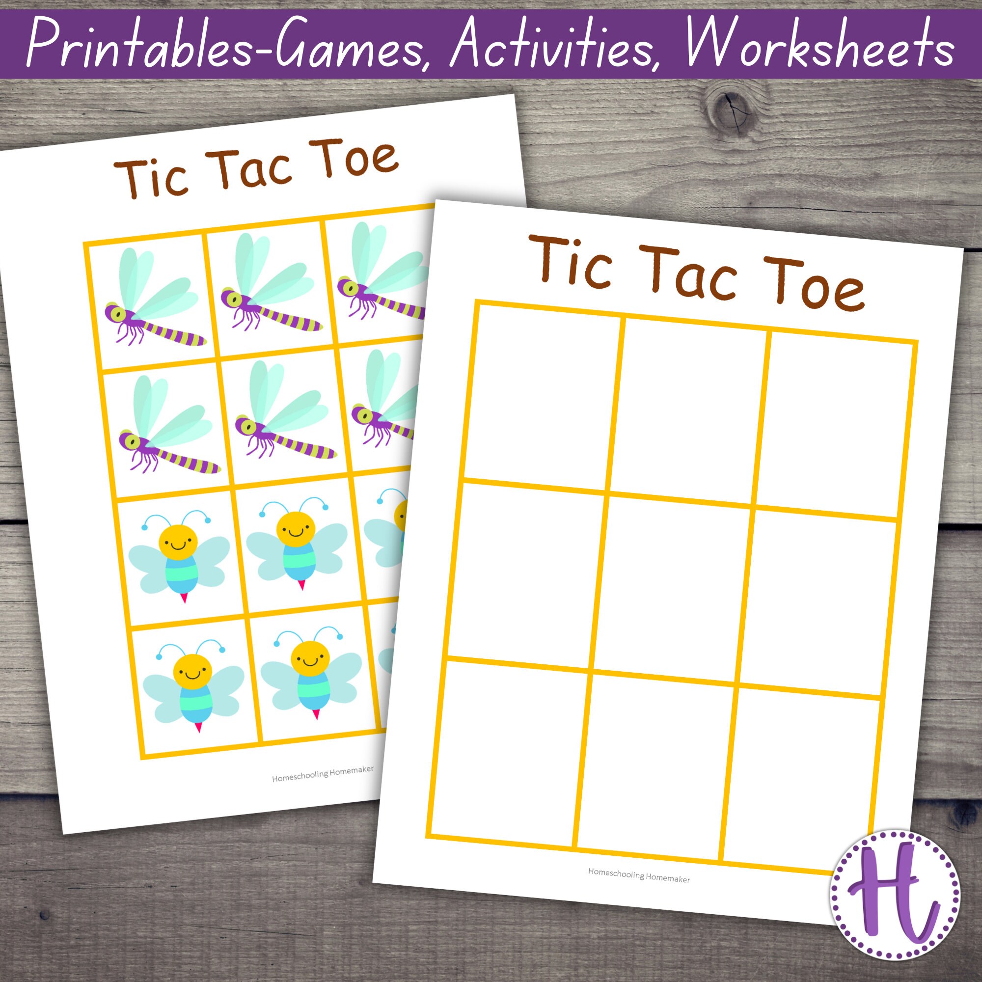 Bug Tic Tac Toe Game for Kids, Kindergarten, Preschool, Printable Game ...