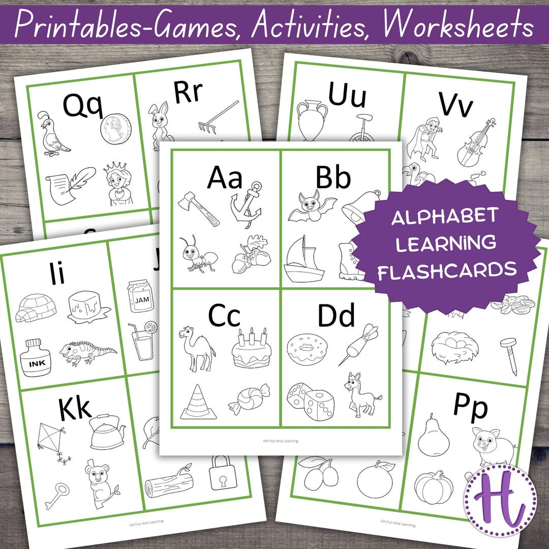 Alphabet Coloring Flashcards: Letter Sound Learning (PDF Download) - Etsy