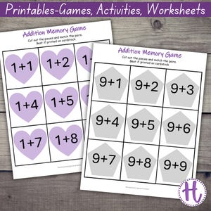 Addition Matching Game: Math Facts Memory (PDF Printable) - Etsy