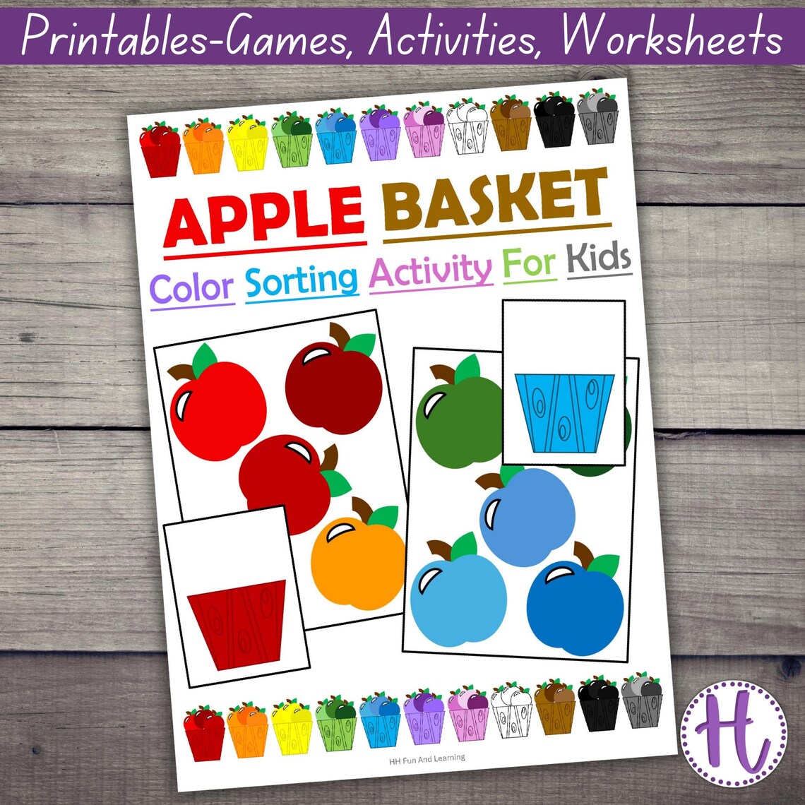 Apple Basket Color Matching Game: Color Learning Activity (PDF) - Etsy