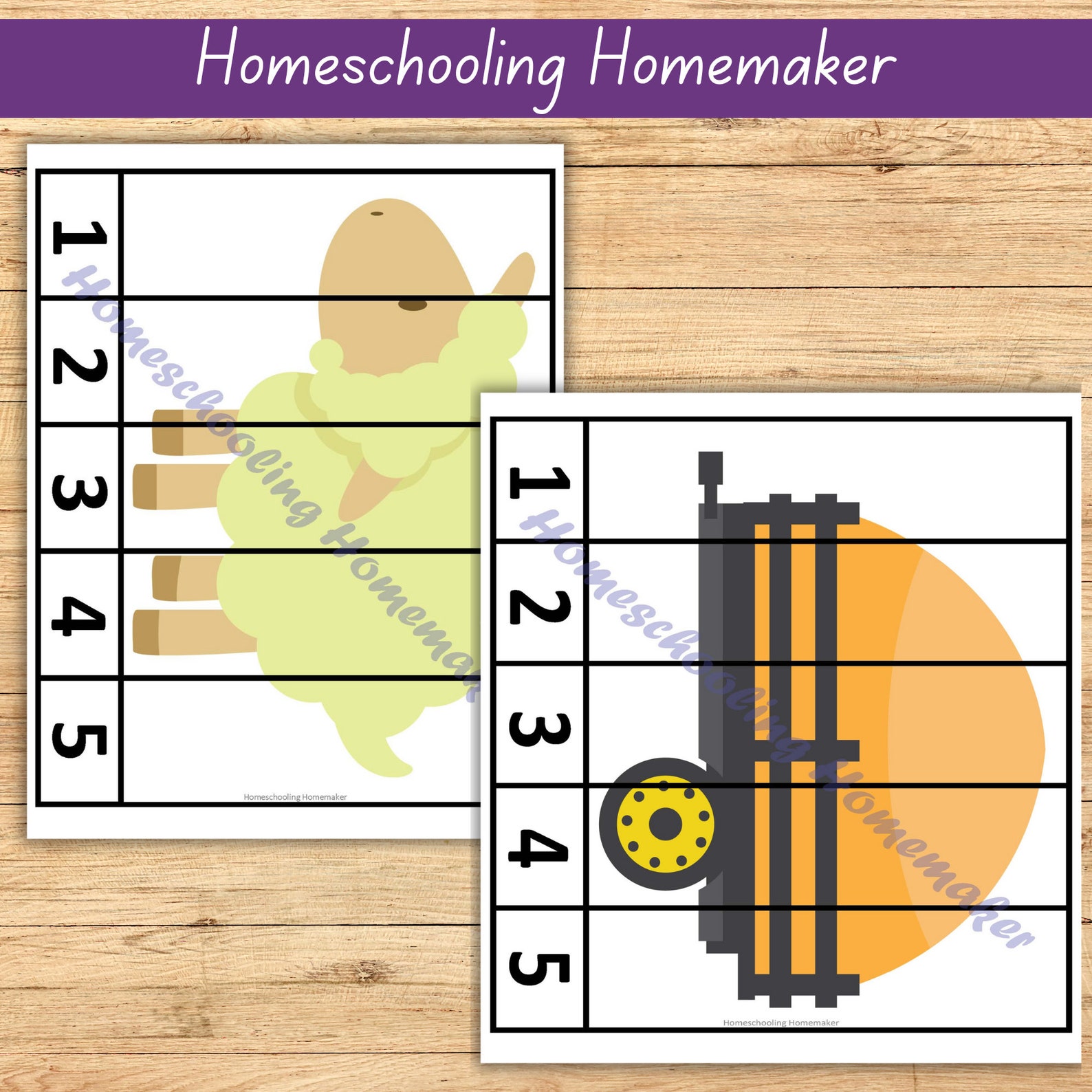 Farm Puzzles With Numbers 1-5 for Preschool, Counting Activity, Simple ...
