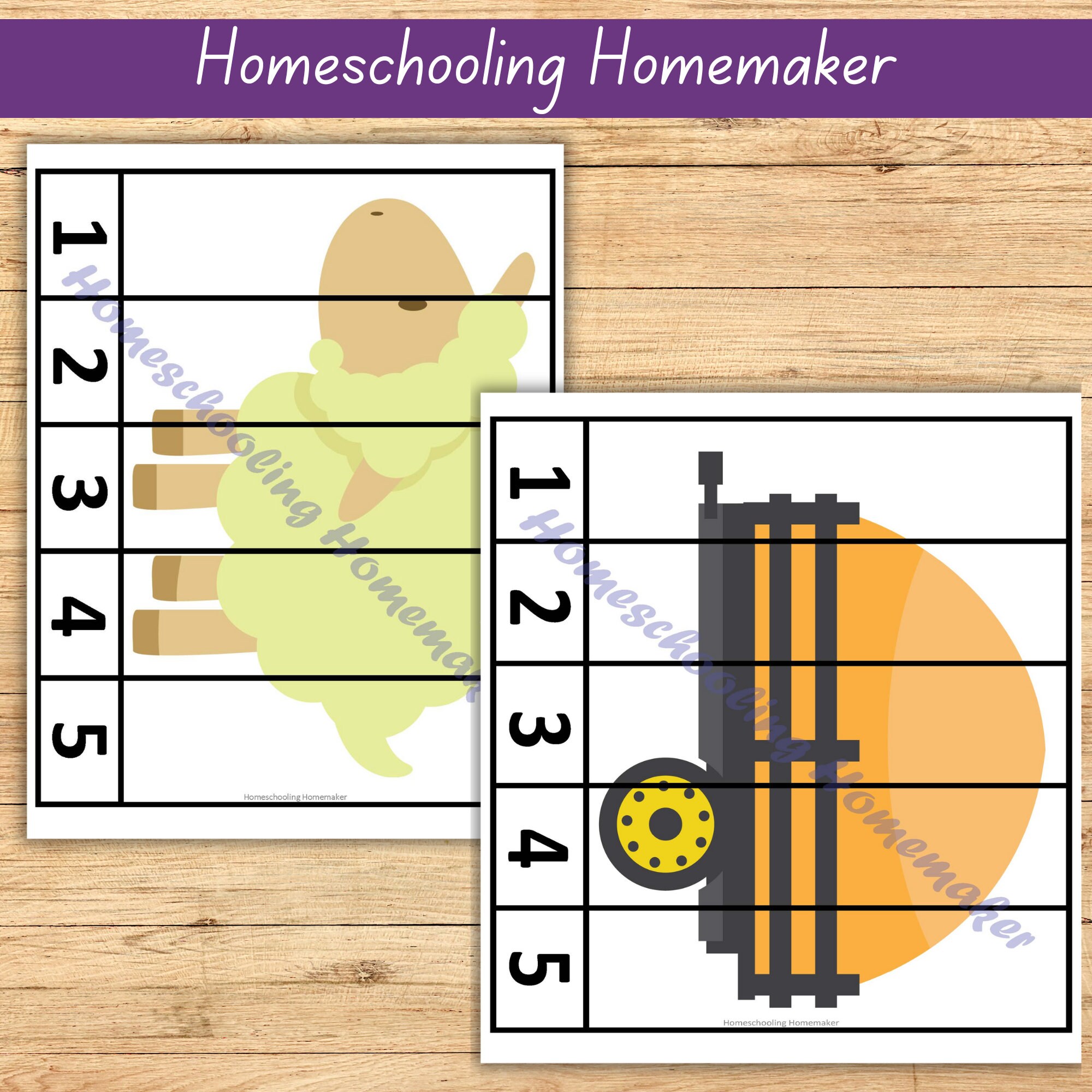 Farm Puzzles With Numbers 1-5 for Preschool, Counting Activity, Simple ...