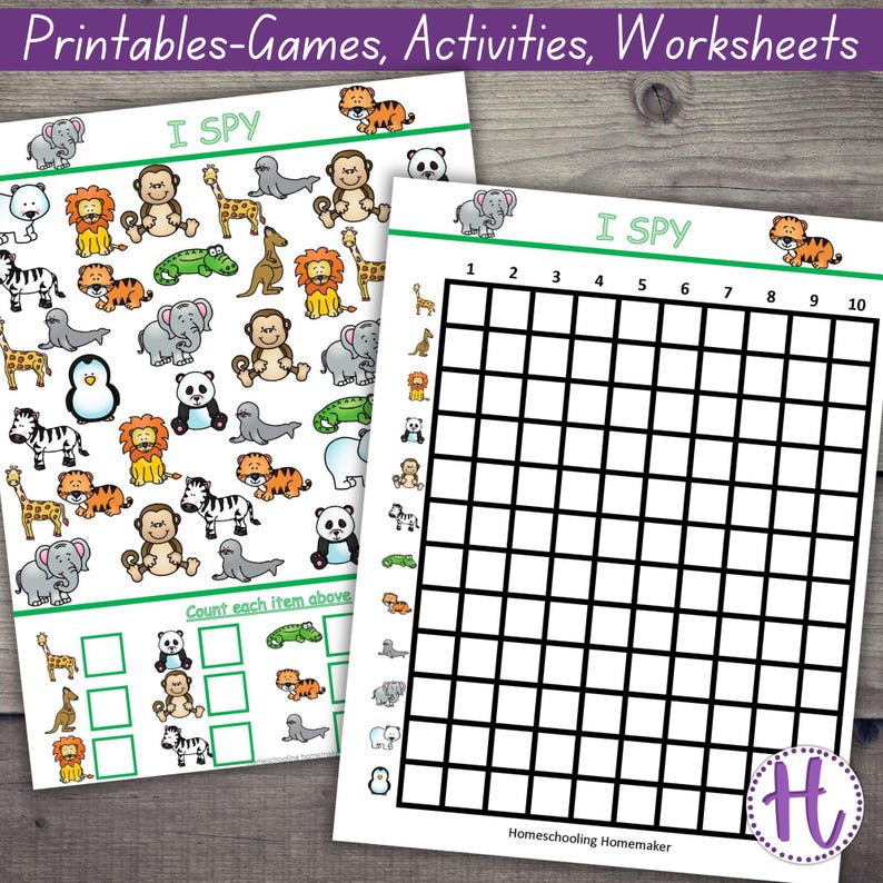 Zoo Animal I Spy With Graphing Activity for Kids, Seek and Find ...