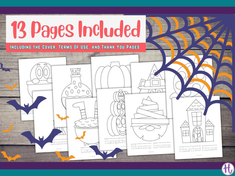 Halloween Tracing and Coloring Pages: Spooky Kids' Activity (PDF ...
