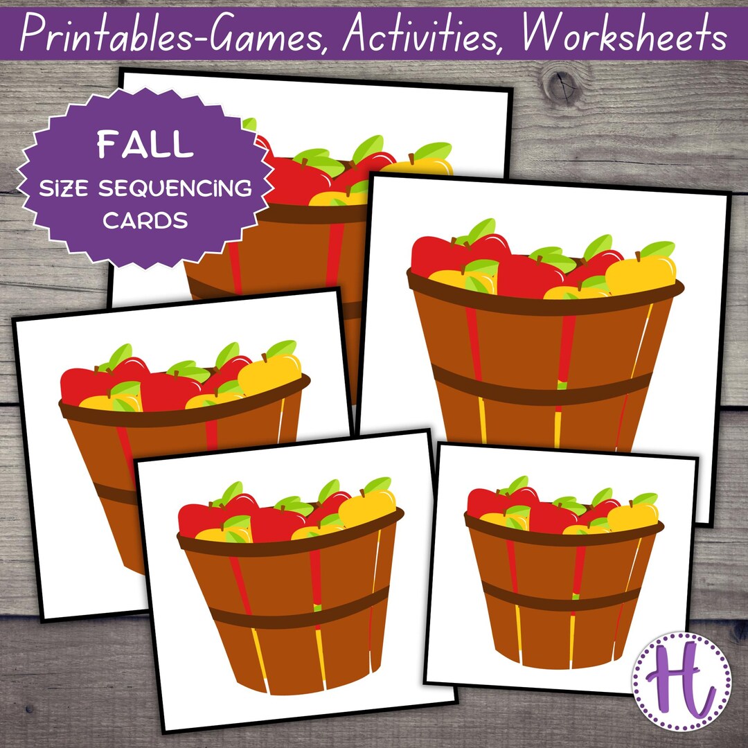 Fall Size Sequencing Cards for Preschool, Sorting Activity for Kids ...
