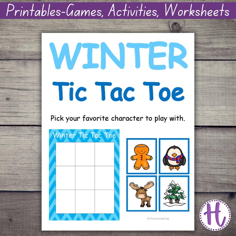 Winter Tic Tac Toe Game for Kids, Simple Printable Game for Preschool ...