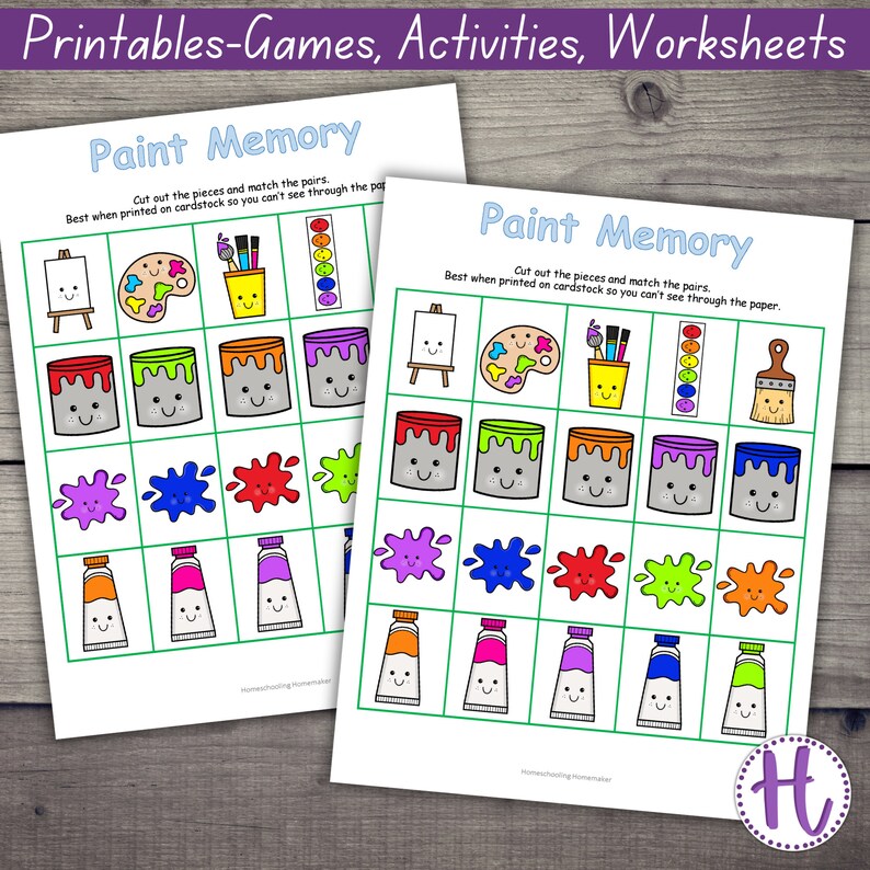 Paint Color Memory Game for Kids, Kindergarten, Preschool, Elementary ...