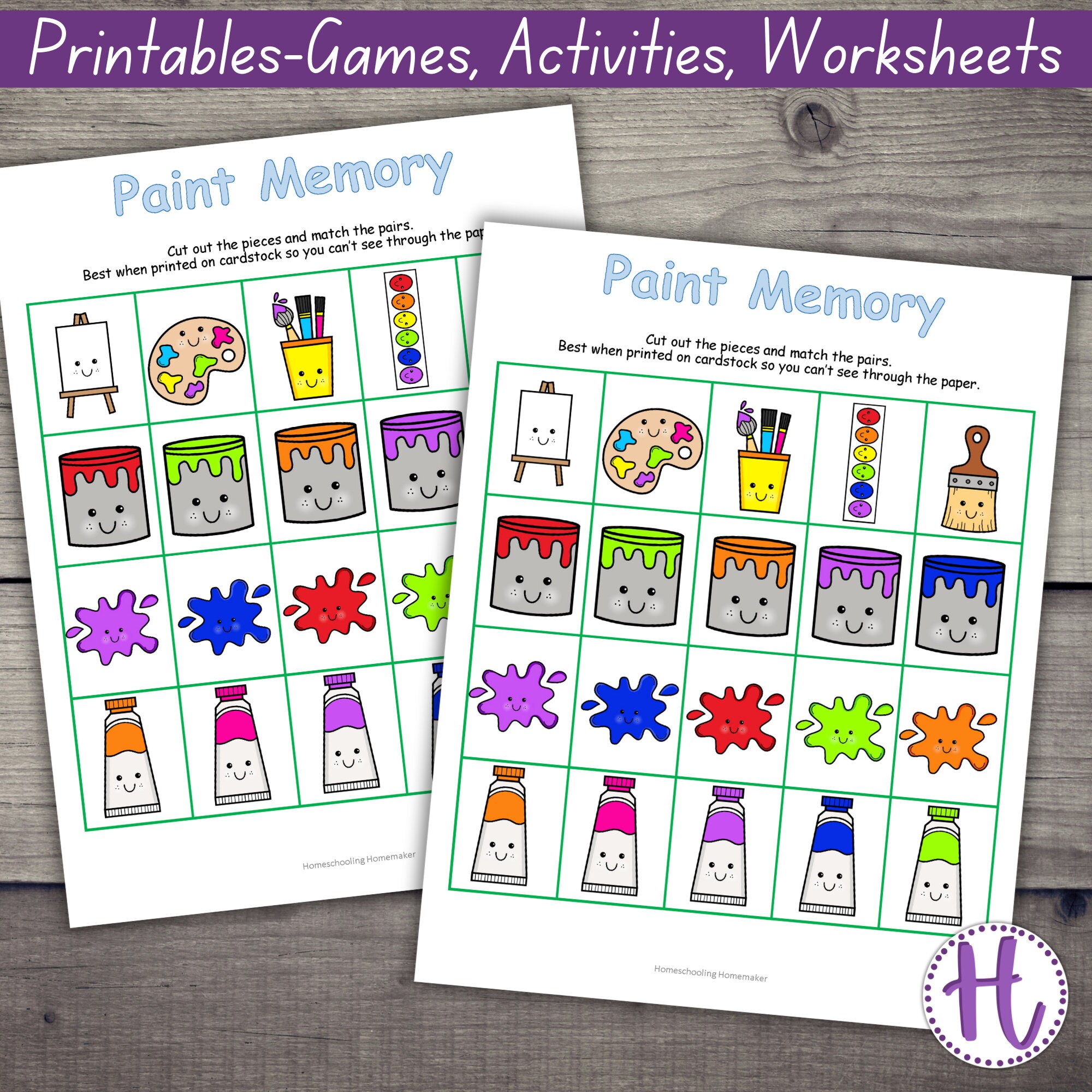 Paint Color Memory Game for Kids, Preschool Matching, Toddler Color ...