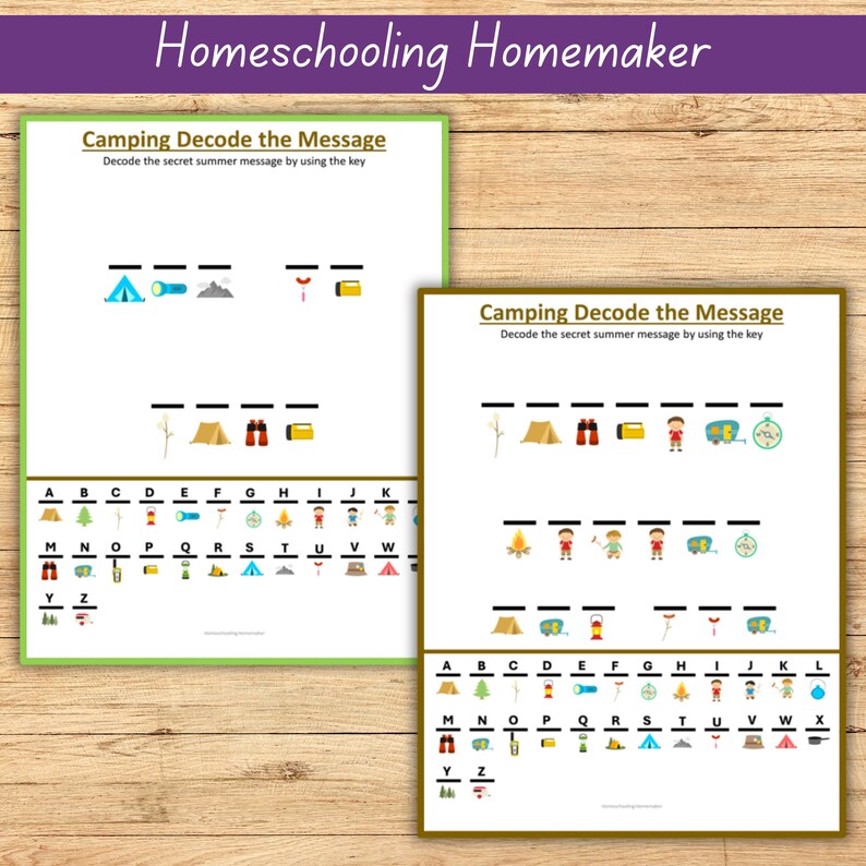 Camping Decode Secret Message Pages for Kids, Camping Activity for Kids ...