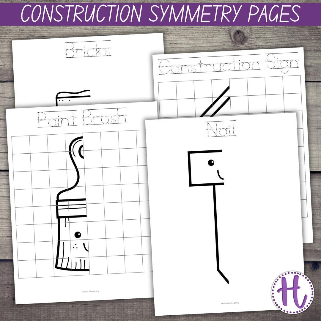 Construction Symmetry Worksheets: Drawing Practice, Fine Motor Skills ...