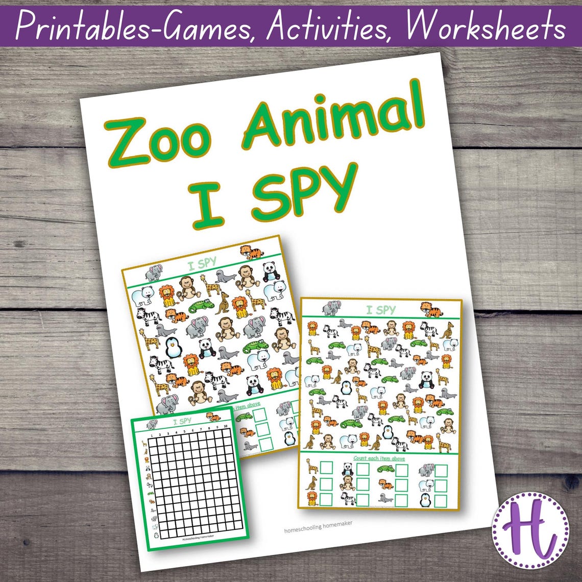 Zoo Animal I Spy With Graphing Activity for Kids, Seek and Find ...