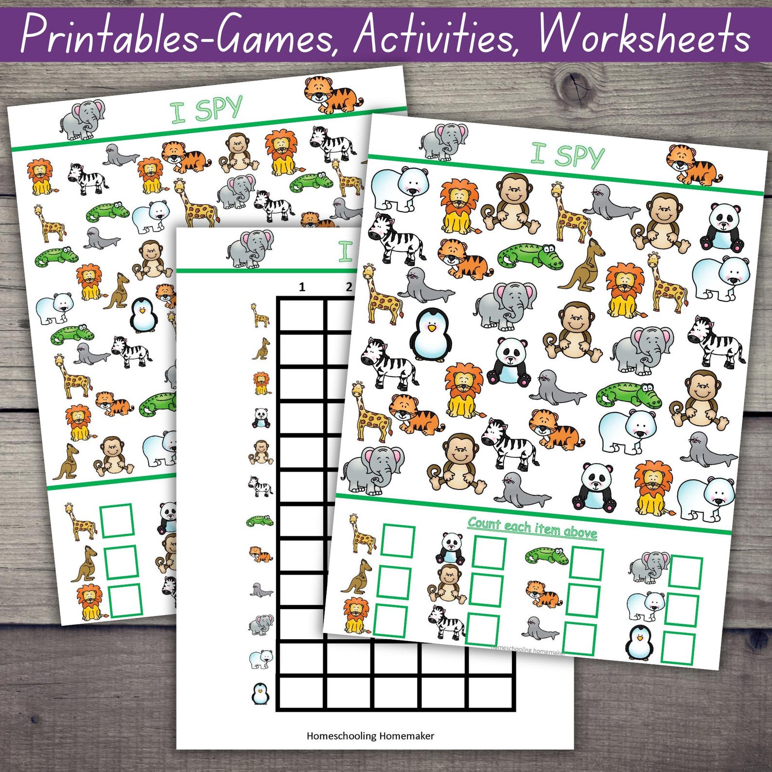Zoo Animal I Spy With Graphing Activity for Kids, Seek and Find ...