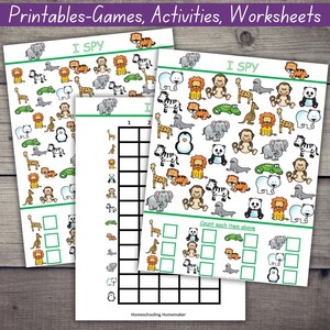 Zoo Animal I Spy With Graphing Activity for Kids, Seek and Find ...