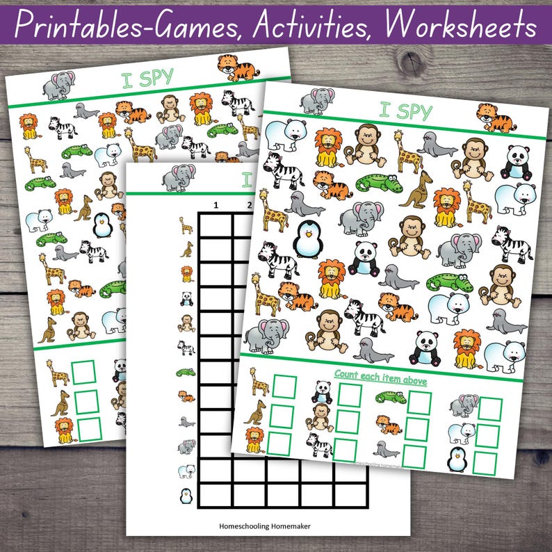 Zoo Animal I Spy With Graphing Activity for Kids, Seek and Find ...