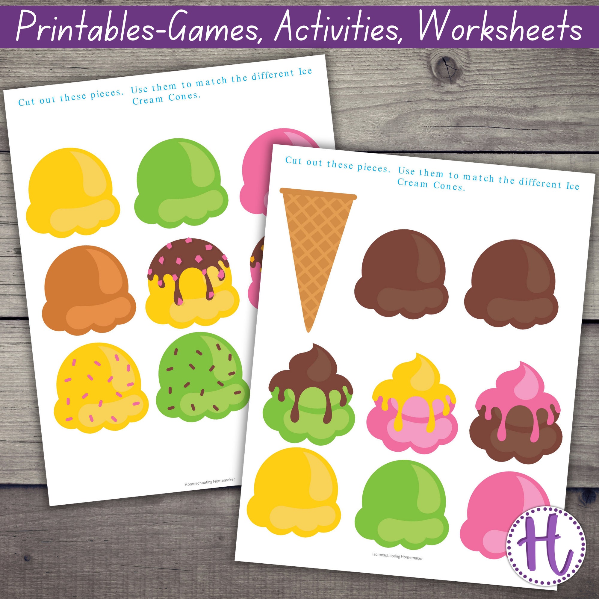 Ice Cream Pattern Match Activity, Pattern Builder Activity, Preschool ...