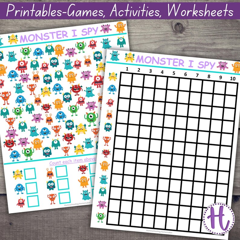 Monster I Spy Game: Printable Counting and Graphing Learning Activity ...
