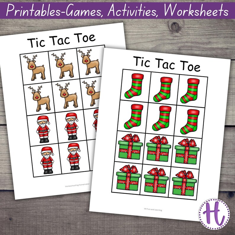 Christmas Tic Tac Toe Game, Kids Printable Game, Strategy Game for ...
