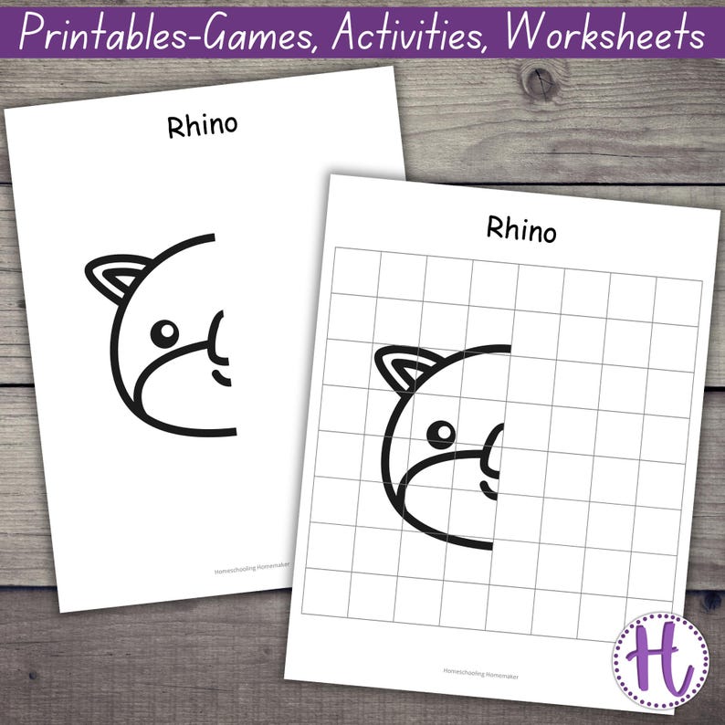 Animal Faces Symmetry Drawing Worksheets: Art & Geometry (PDF Download ...