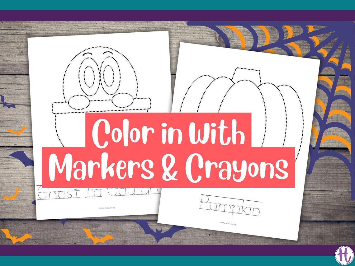 Halloween Tracing and Coloring Pages: Spooky Kids' Activity (PDF ...