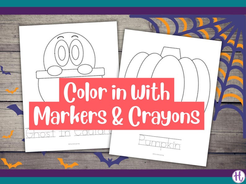 Halloween Tracing and Coloring Pages: Spooky Kids' Activity (PDF ...