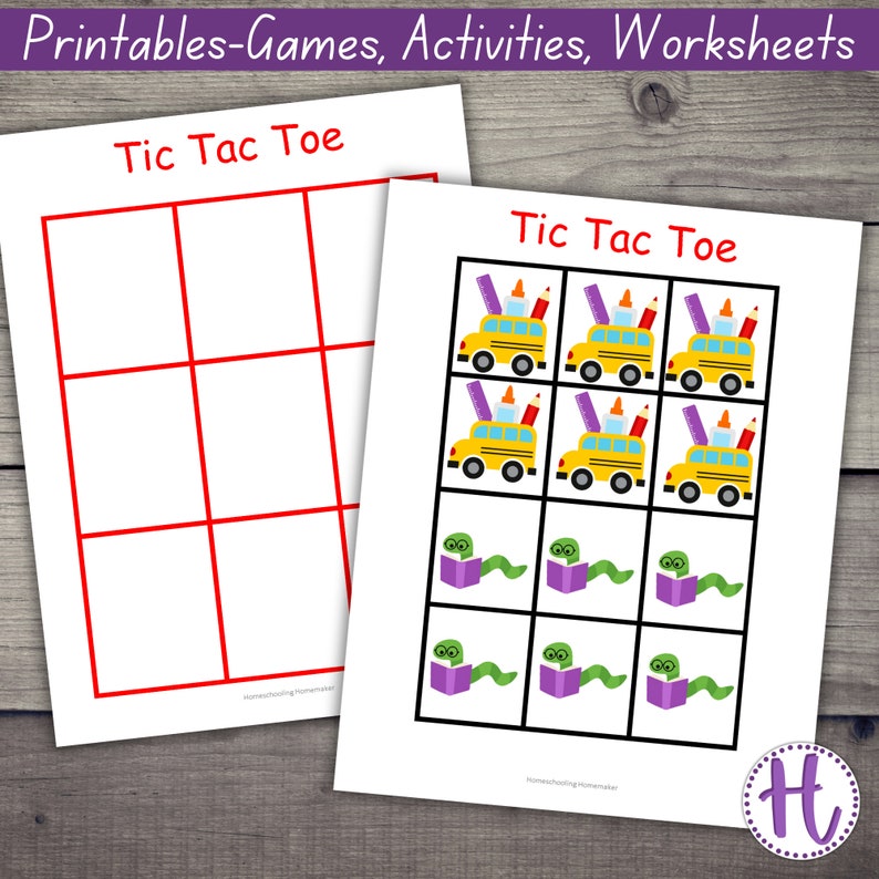 Tic Tac Toe Game Back to School for Kids, Kindergarten, Preschool ...