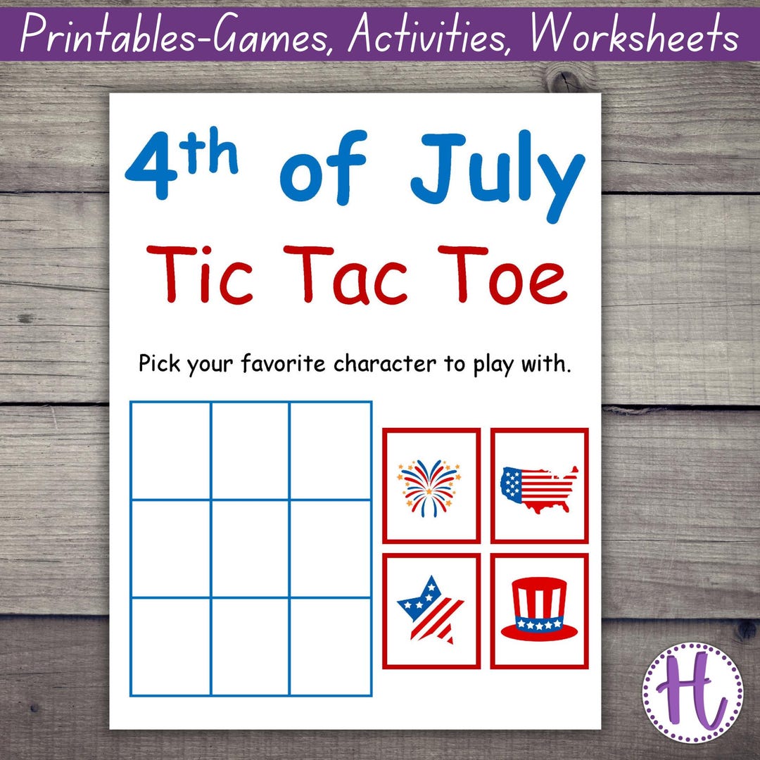 4th of July Tic-tac-toe Game: Patriotic Printable Kids Party Game (PDF ...