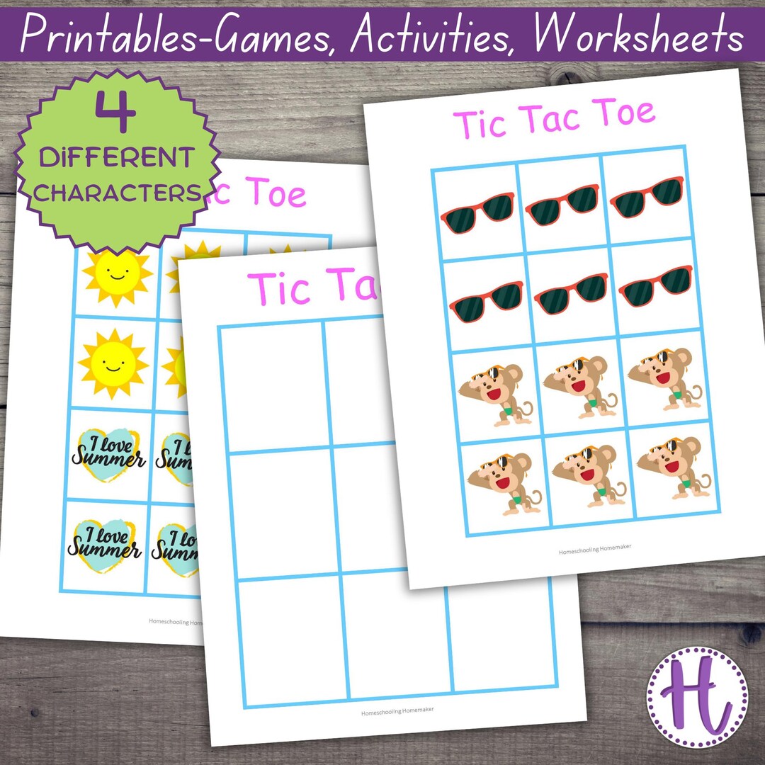 Summer Tic Tac Toe Game for Kids, Simple Preschool Learning Game ...