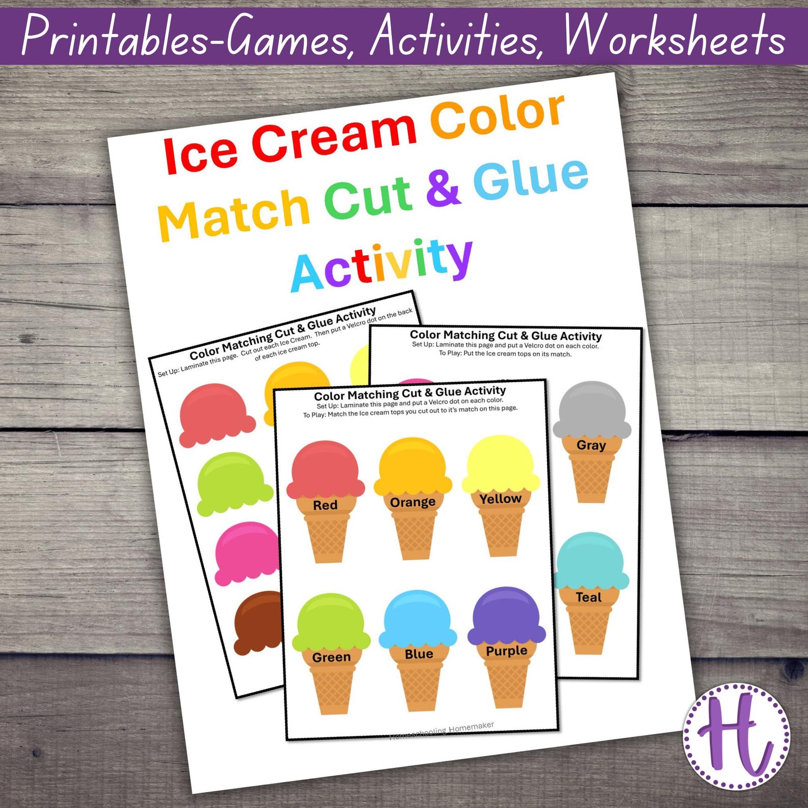 Ice Cream Color Matching, Preschool Activity, Color Sorting, Kids ...