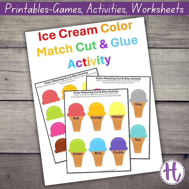 Ice Cream Color Matching Game: Preschool Activity (PDF) - Etsy Canada