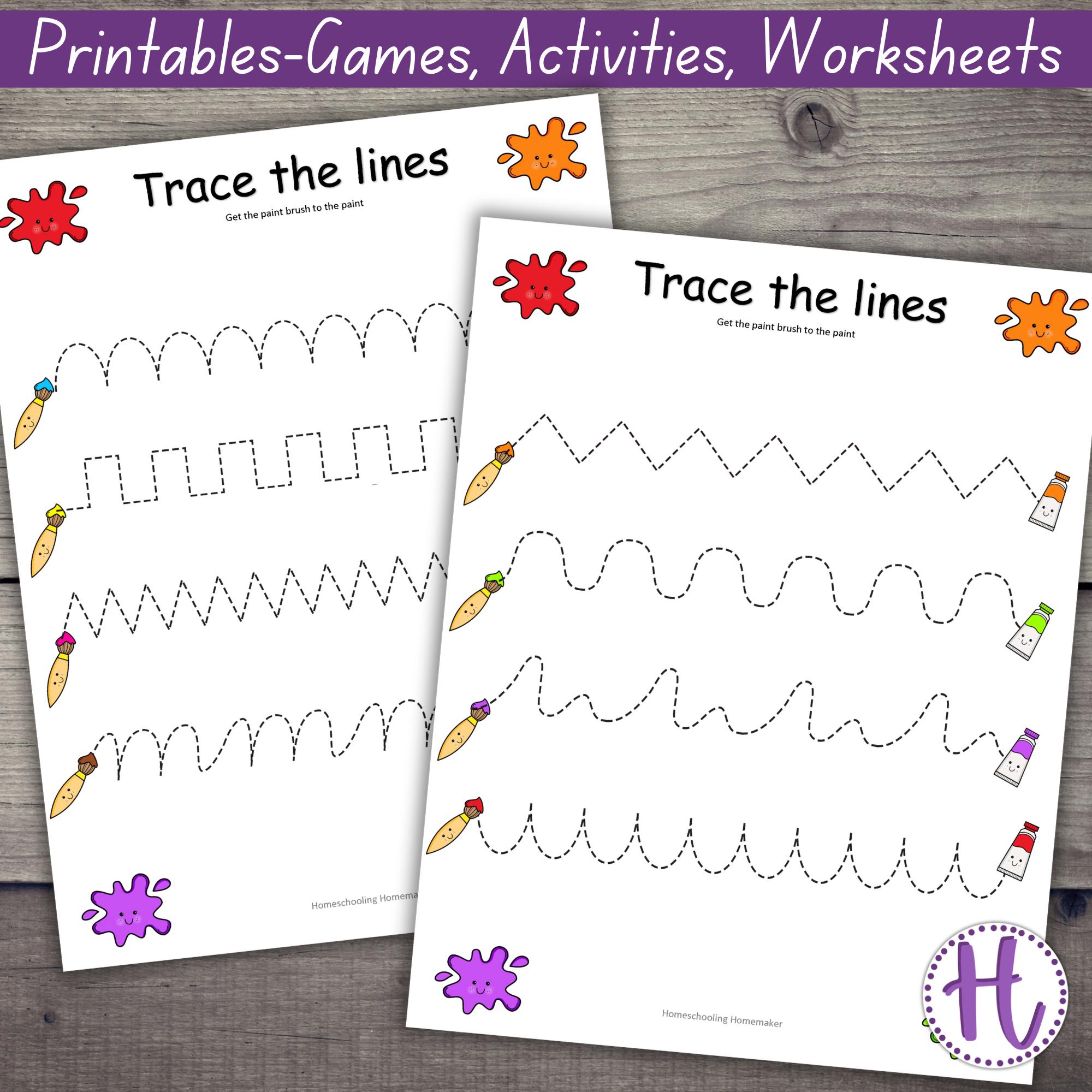 Tracing Worksheets for Preschool or Kindergarten, Learning Activities ...