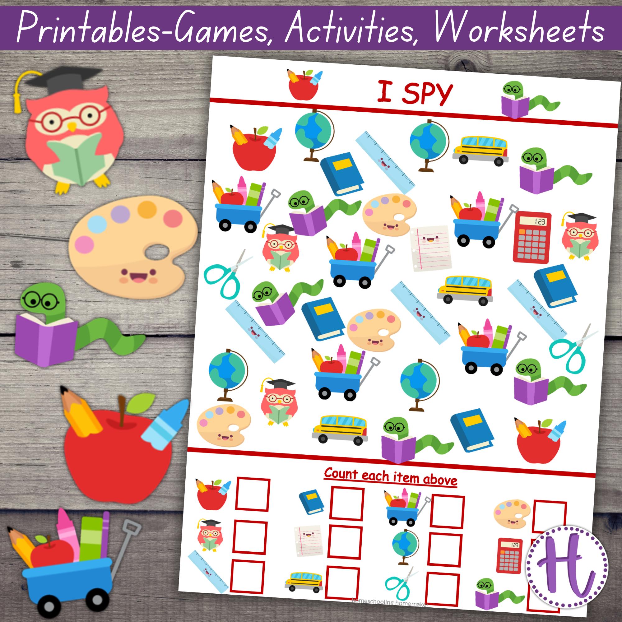 School I Spy for Kids, With Graphing Activity, Homeschool Activities ...