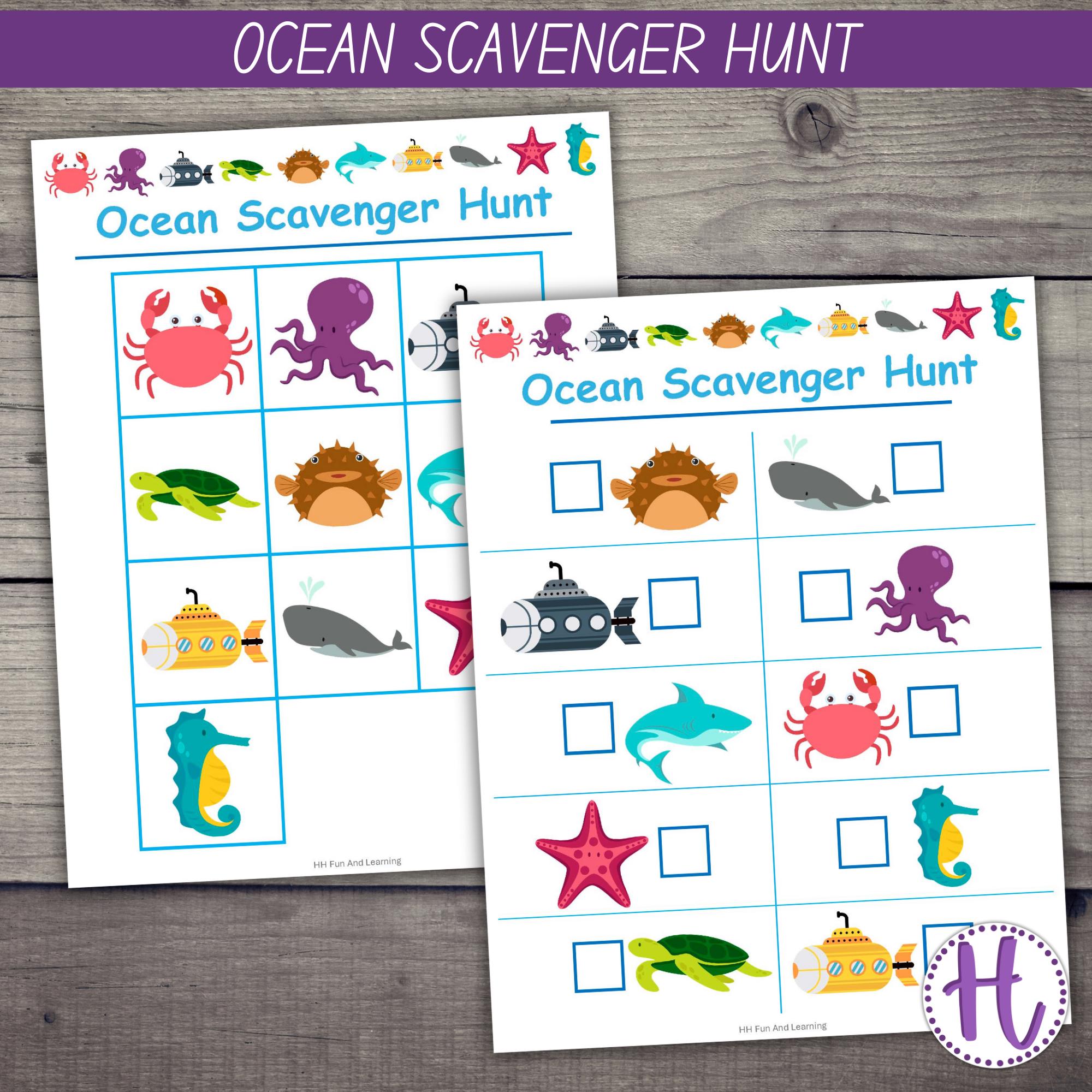 Ocean Scavenger Hunt: Printable Active Game for Kids (PDF) - Etsy