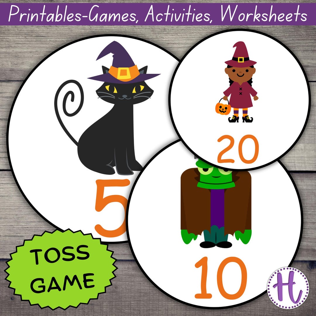 Halloween Toss Game: Printable Math Game for Kids (PDF) - Etsy