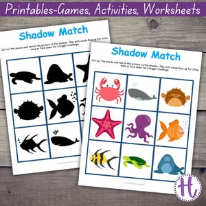 Ocean Shadow Matching Cards for Preschool, Simple Toddler Matching Game ...