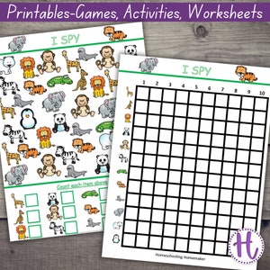 Zoo Animal I Spy With Graphing Activity for Kids, Kindergarten ...