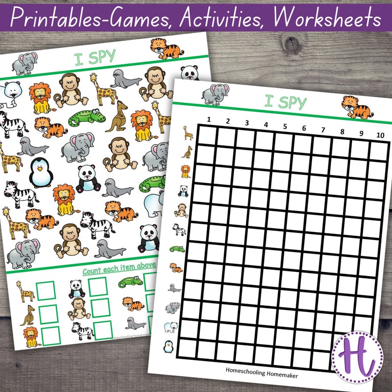 Zoo Animal I Spy With Graphing Activity for Kids, Kindergarten ...