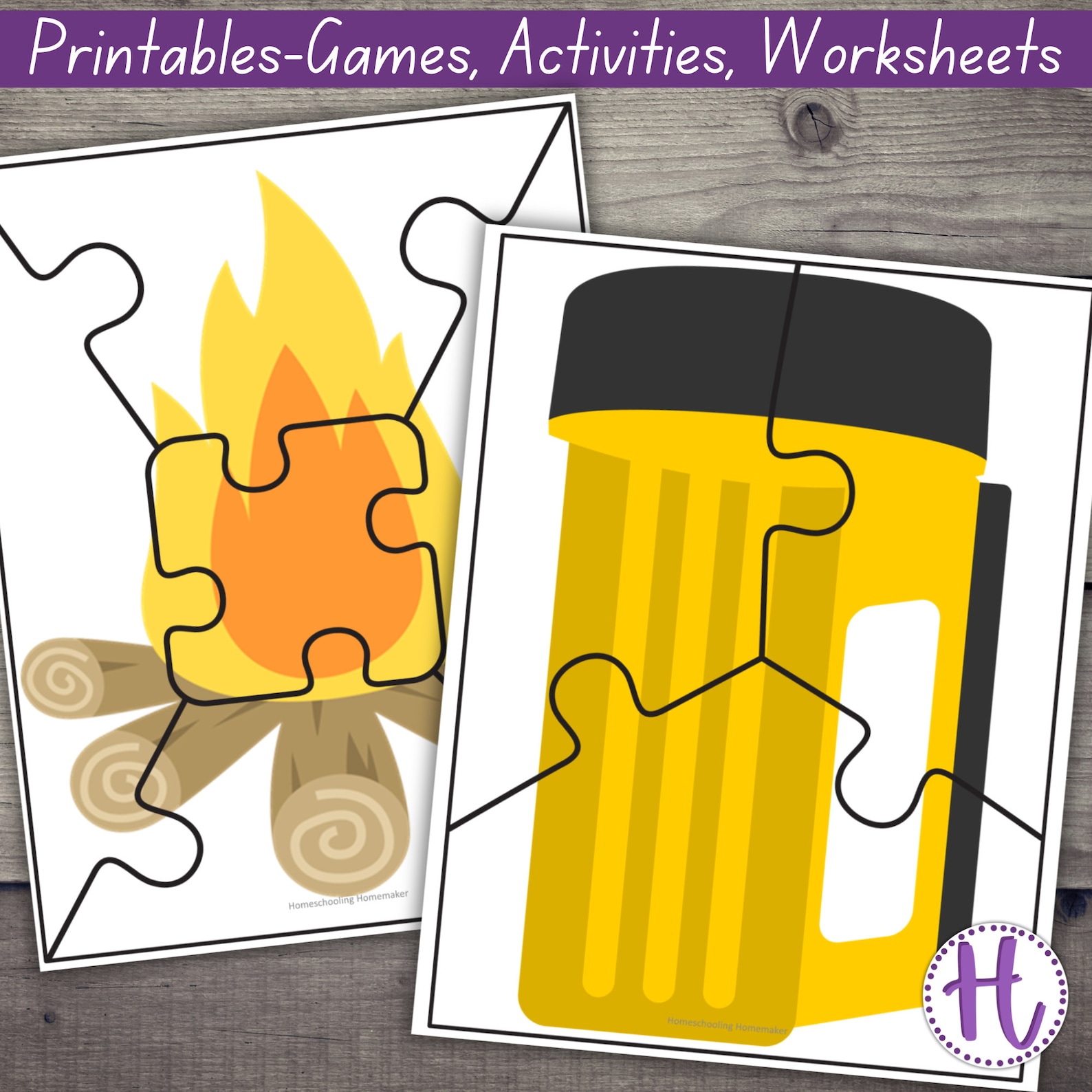 Printable Camping Puzzles With Camp Word Tracing, Camp Copywork, Cut ...