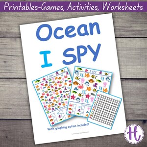 Ocean I Spy With Graphing Worksheets for Kids, Preschool Counting Pages ...