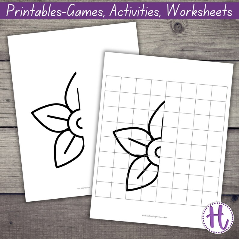 Symmetry Drawing Worksheets-flowers, Symmetrical Drawing for Kids ...
