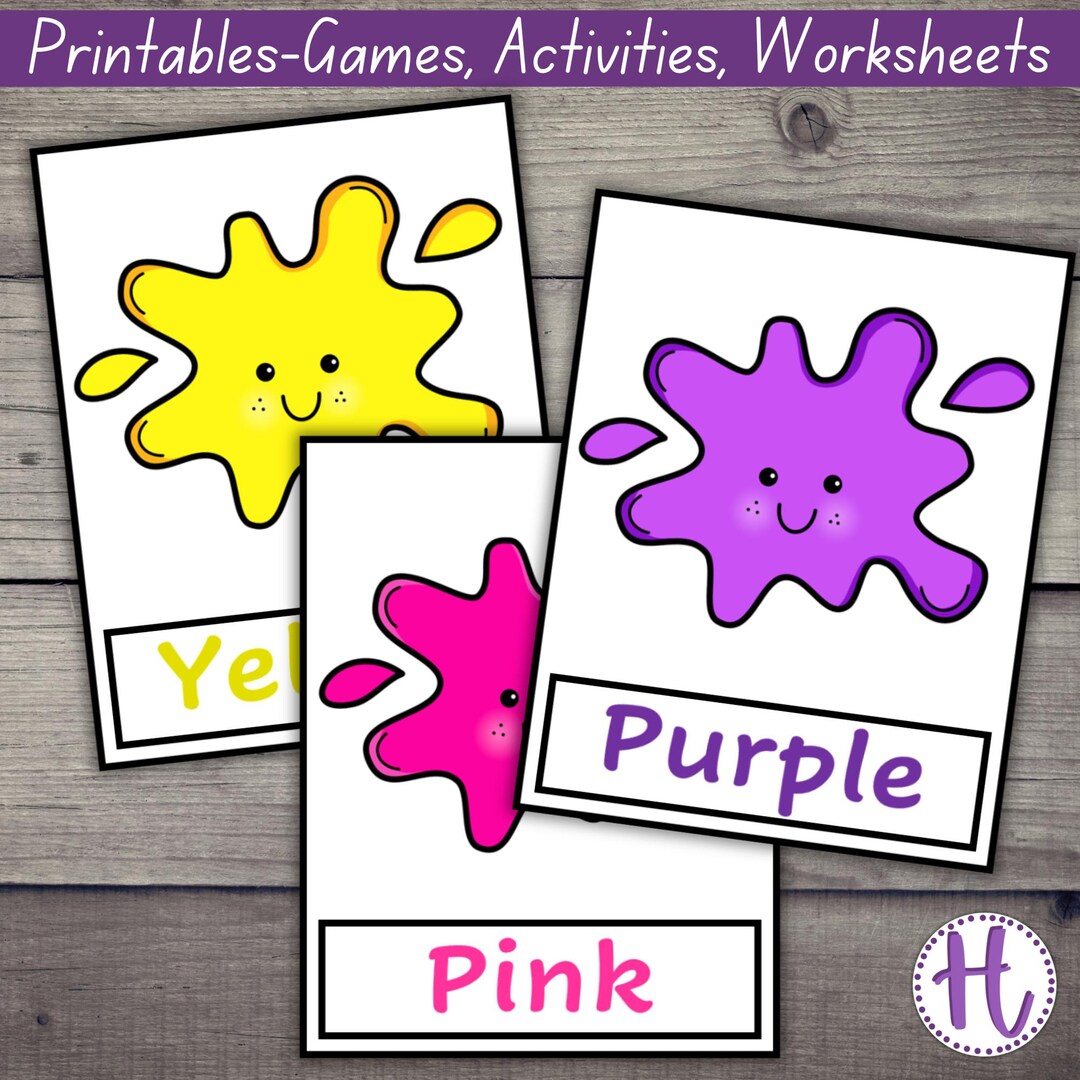 Color Flashcards: Paint Splatter Theme - Preschool Learning (PDF) - Etsy