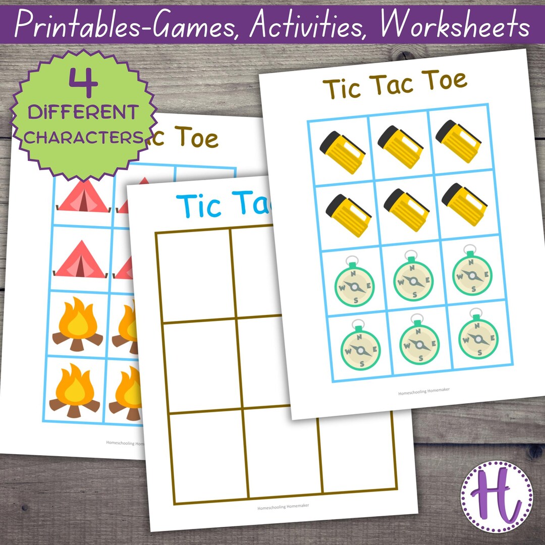 Camping Tic Tac Toe Game: Preschool Printable Activity (PDF) - Etsy