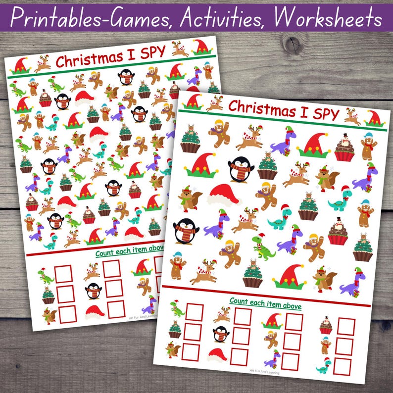Christmas I Spy Game for Kids: Printable Graphing Activity (PDF) - Etsy