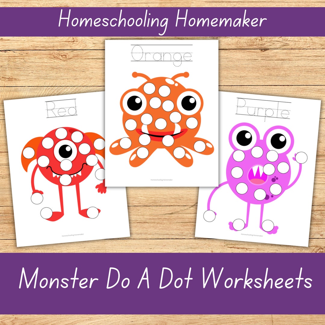 Monster Do A Dot Worksheets for Preschool Kindergarten - Etsy