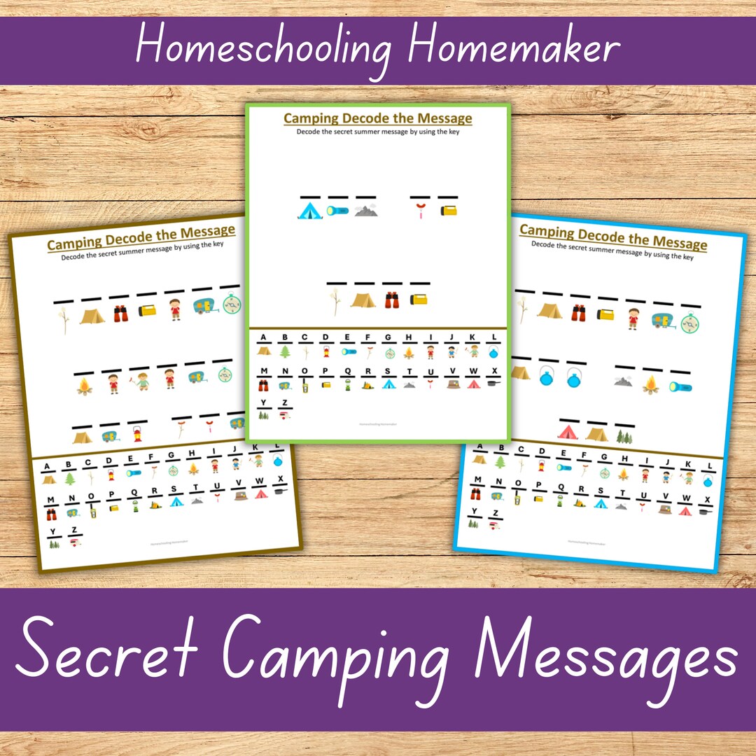 Camping Decode Secret Message Pages for Kids, Camping Activity for Kids ...