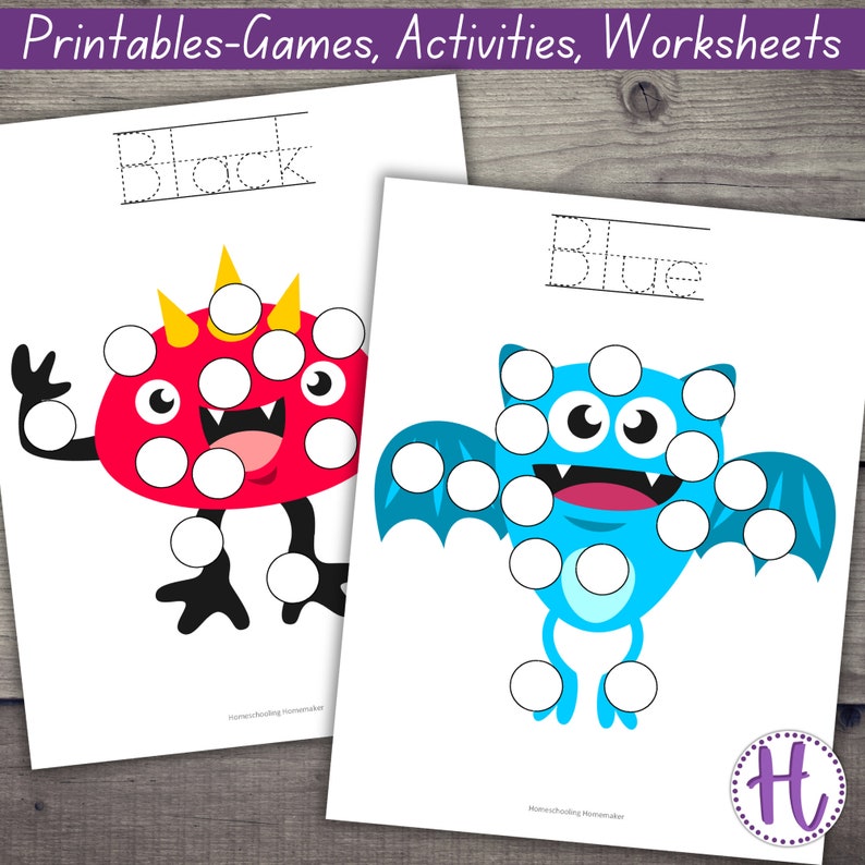 Monster Do A Dot Worksheets for Preschool, Toddler Dot Marker Sheets ...
