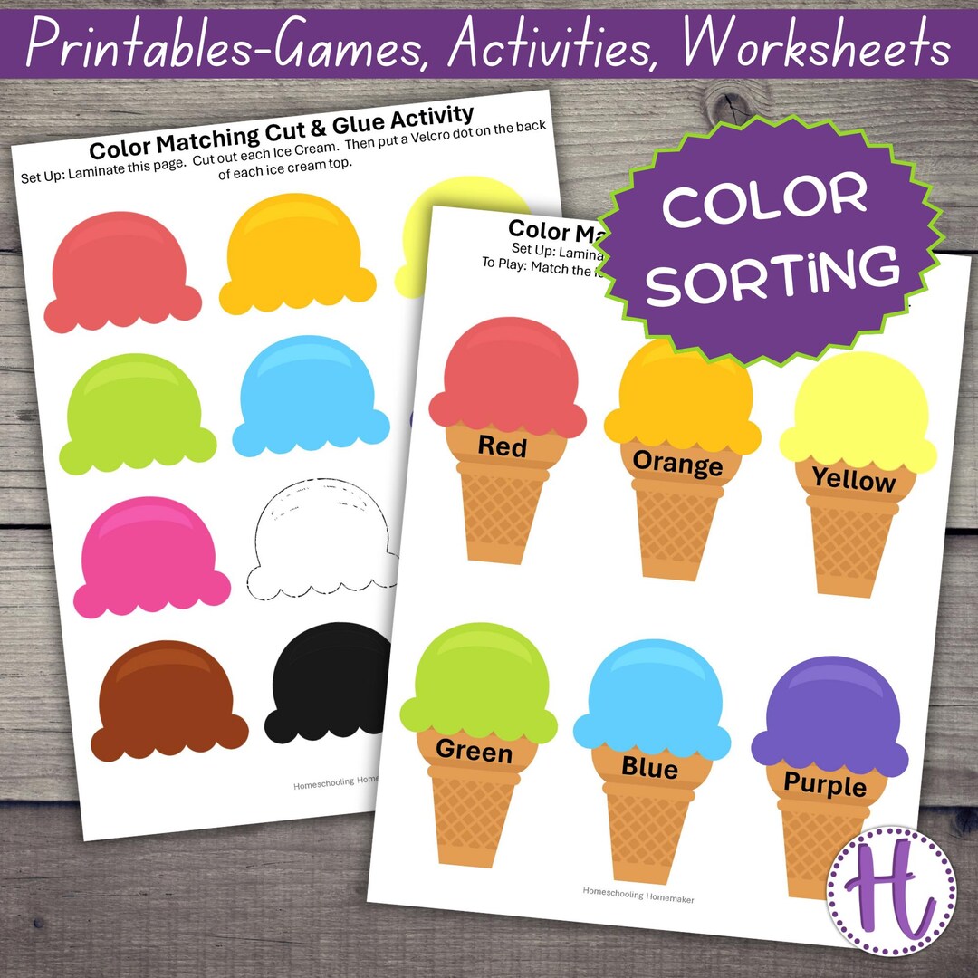 Ice Cream Color Matching, Preschool Activity, Color Sorting, Kids ...
