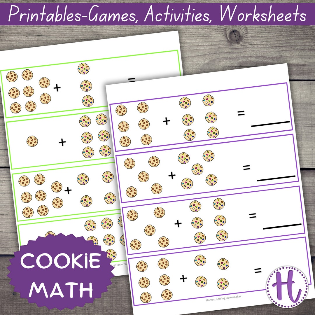 Cookie Math Worksheets for Kids, Addition Math Problems, Kindergarten ...